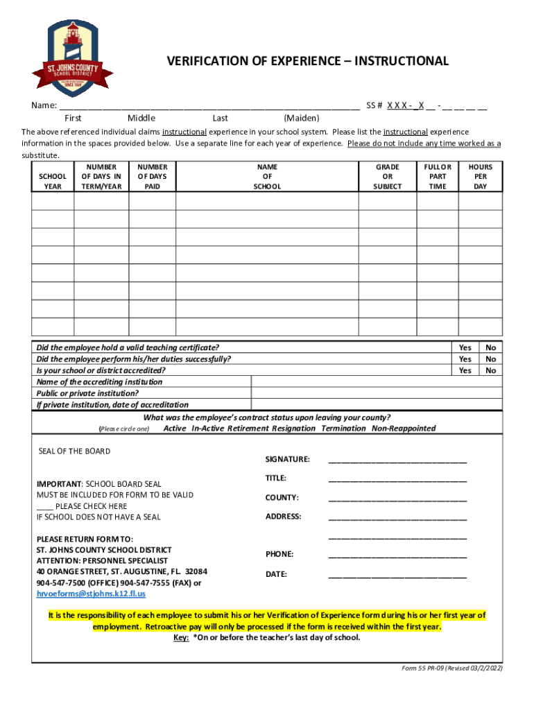 Fillable Online Office of Educator Licensure Experience Verification ...