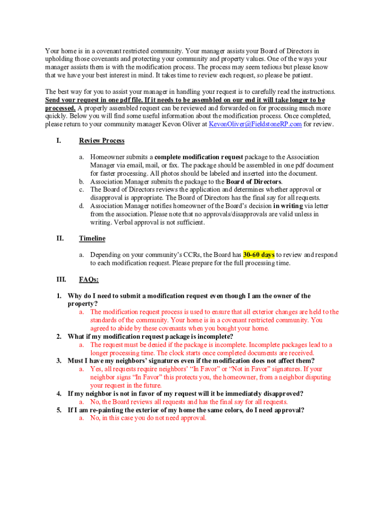 Fillable Online The Ins And Outs Of Covenant Enforcement For Your HOA ...