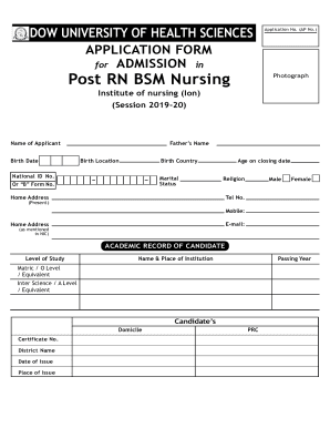 Fillable Online BSM (ION) Form.FH10 - Dow University of Health Sciences ...