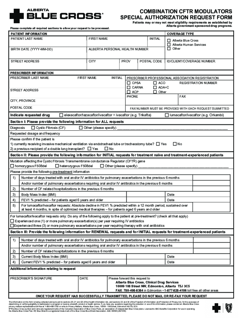 Fillable Online IVACAFTOR SPECIAL AUTHORIZATION REQUEST FORM Fax Email Print - pdfFiller