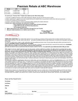 Fillable Online To receive your Premium Visa Prepaid Card rebate by ...