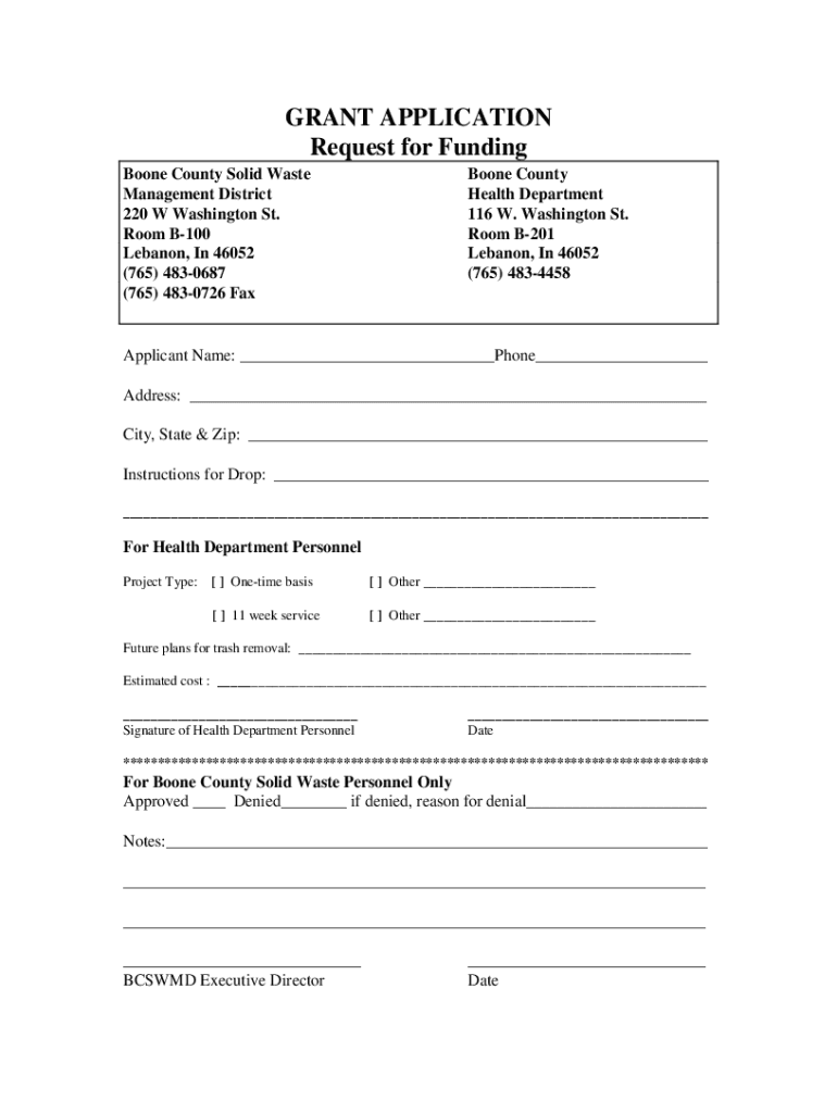 Fillable Online Boone County Solid Waste Management opens up grant ... Fax Email Print - pdfFiller