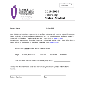 Fillable Online 2019-2020 Tax Filing Status - Student Fax Email Print ...