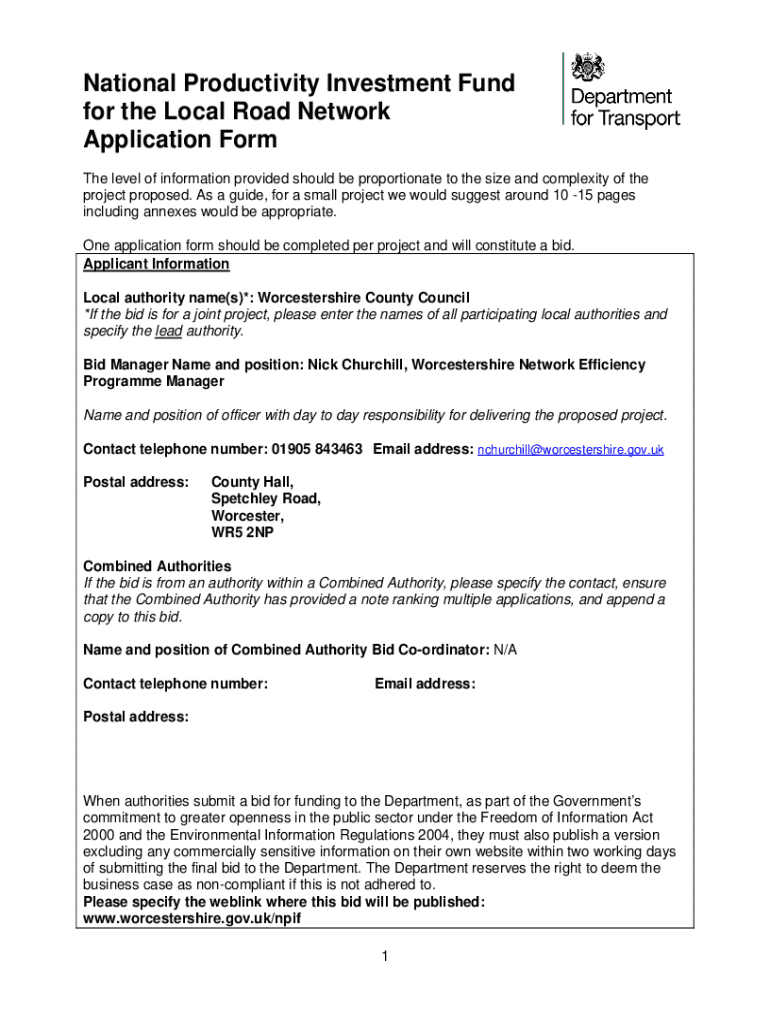 Fillable Online Worcester NPIF Application form Fax Email Print - pdfFiller