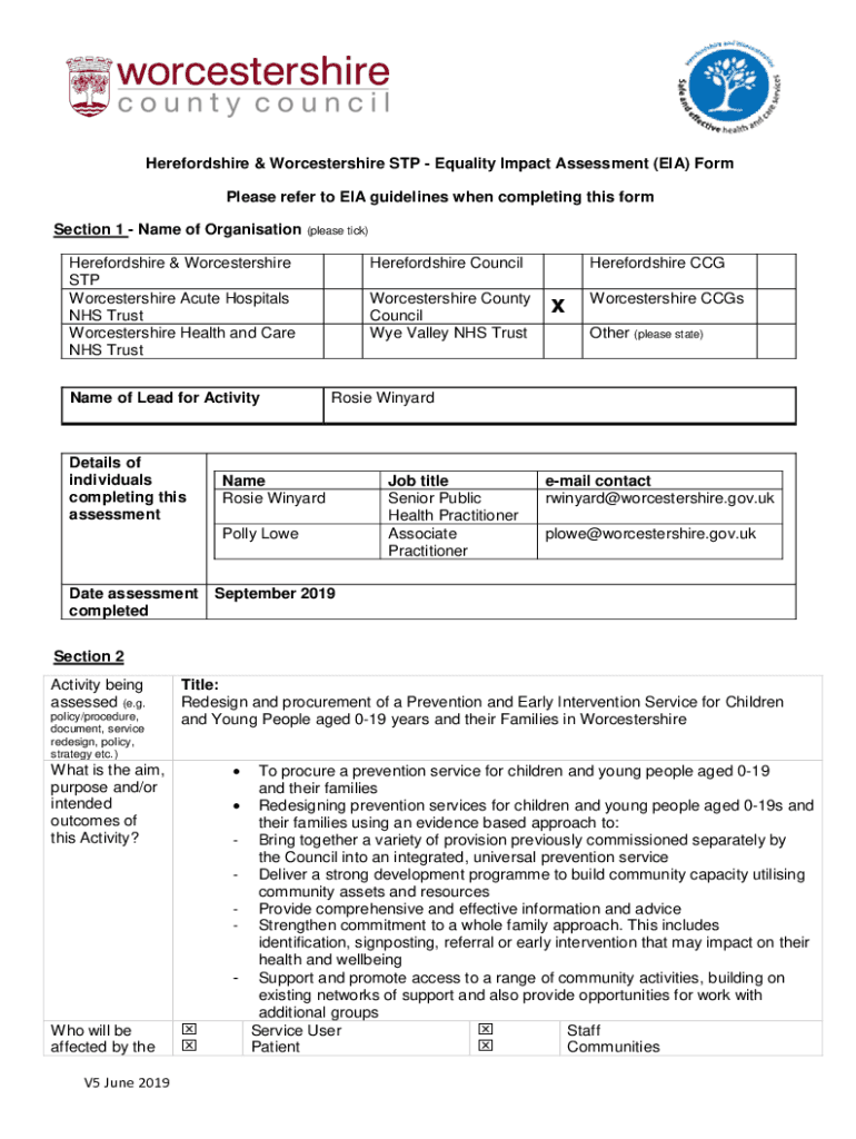 Fillable Online Herefordshire & Worcestershire STP - Equality Impact ...