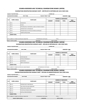 Fillable Online examinations registration summary sheet Fax Email Print ...