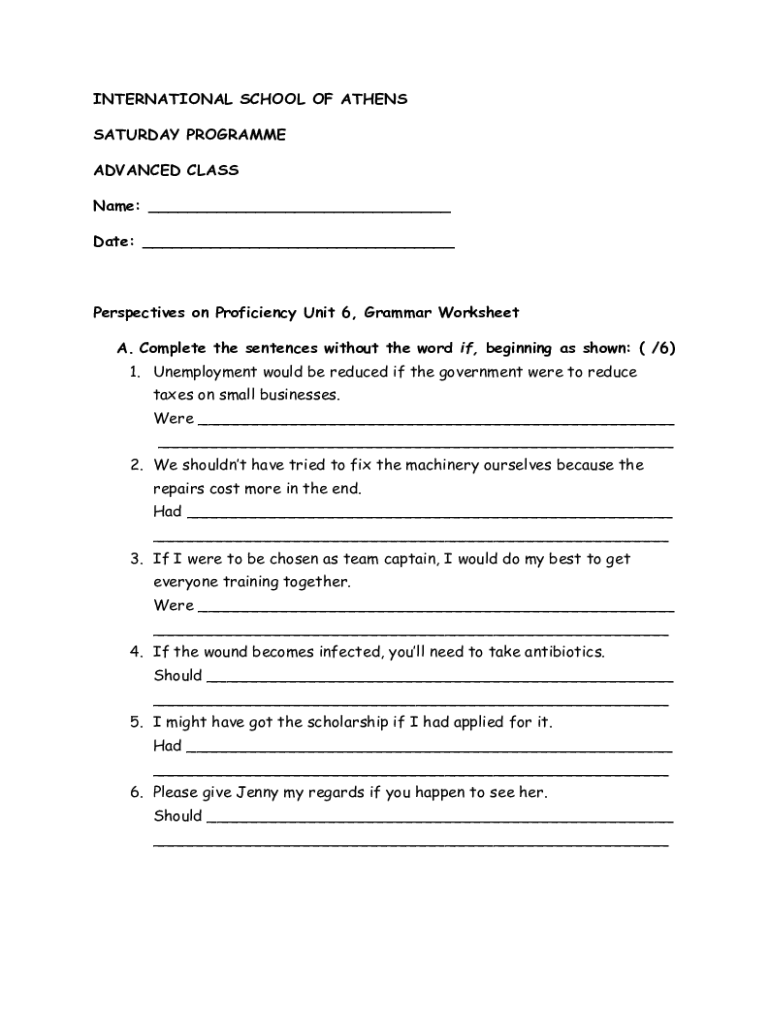 Fillable Online isa edu unit 9 grammar worksheet - International School ...