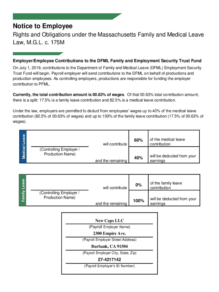 Fillable Online Employer Notice to Employee Covered Entities - Mass.gov ...