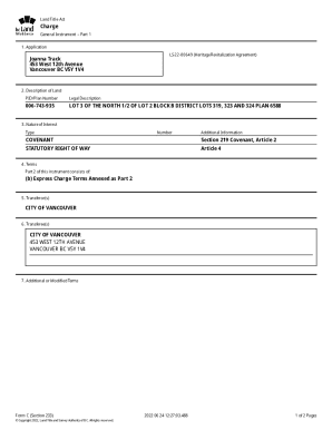 Fillable Online LAND TITLE (TRANSFER FORMS) REGULATION - BC Laws Fax ...