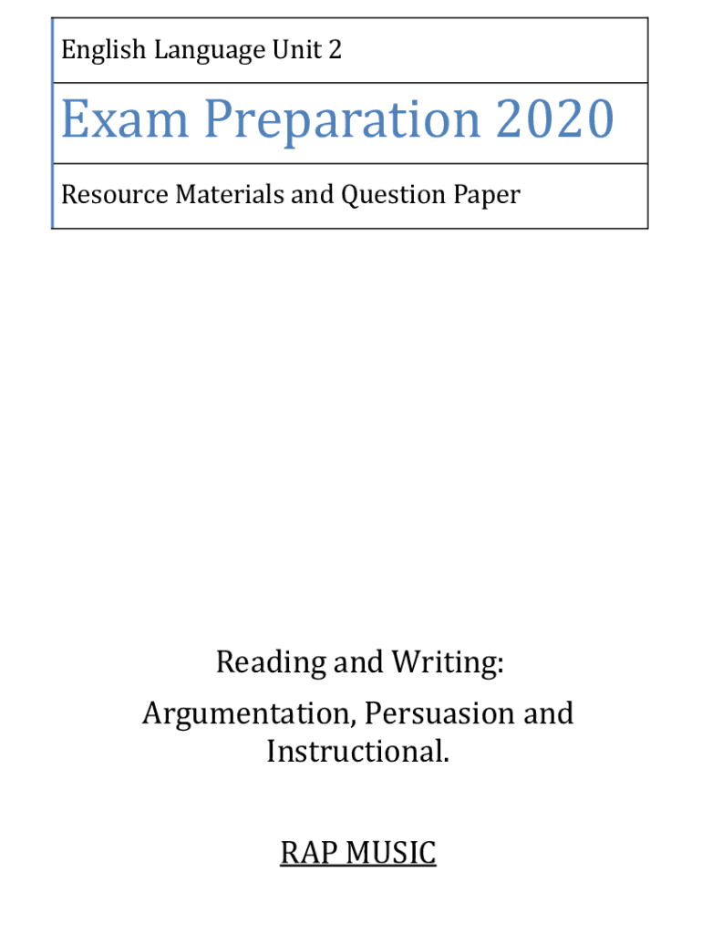 Fillable Online WJEC GCSE English Language Unit 2 introduction and exam ...