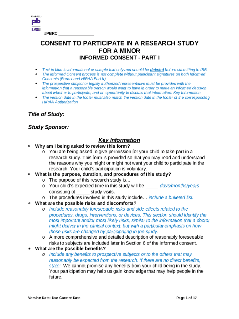 Behavioral Research Individual Ined Consent Document Doc Template | pdfFiller
