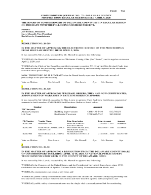 Fillable Online IN THE MATTER OF APPROVING PURCHASE ORDERS, THEN AND ...