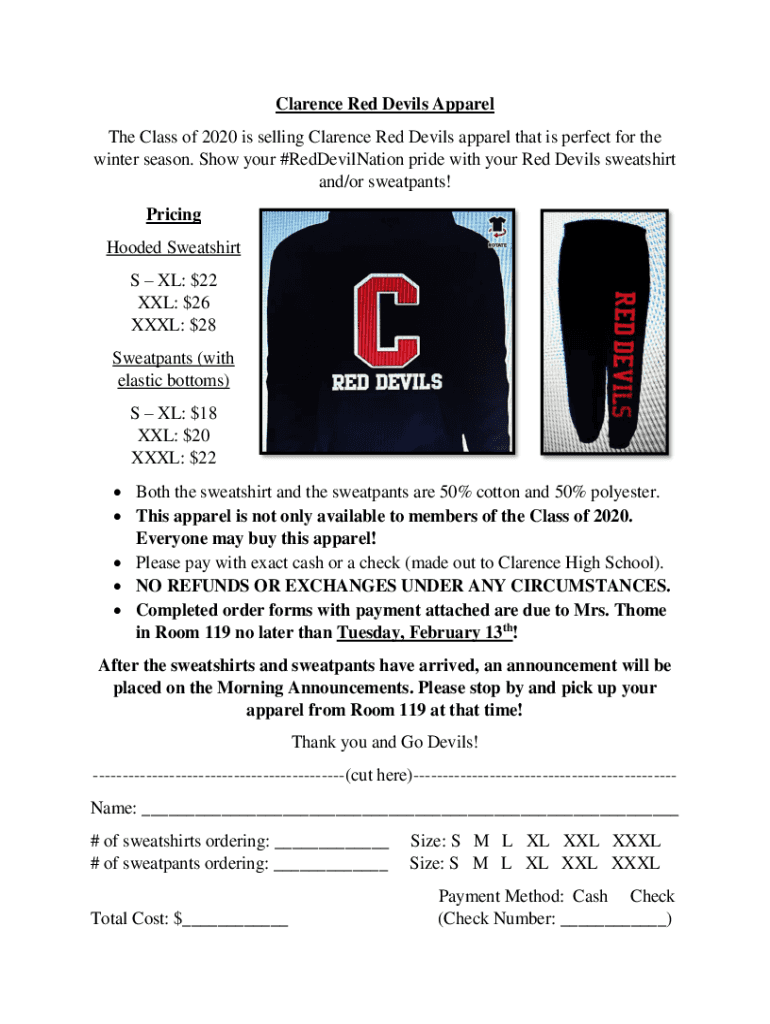 Fillable Online CLARENCE HIGH SCHOOL RED DEVILS - Sideline Store Fax ...