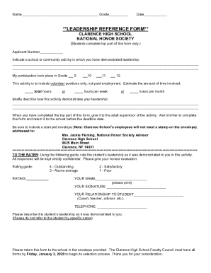 Fillable Online LEADERSHIP REFERENCE FORM Fax Email Print - pdfFiller