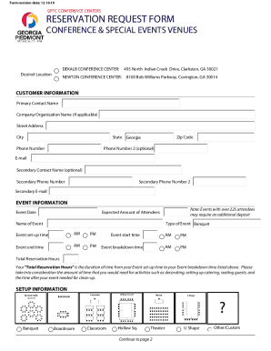 Fillable Online Our Campus - Conference Center Reservation Request Form ...