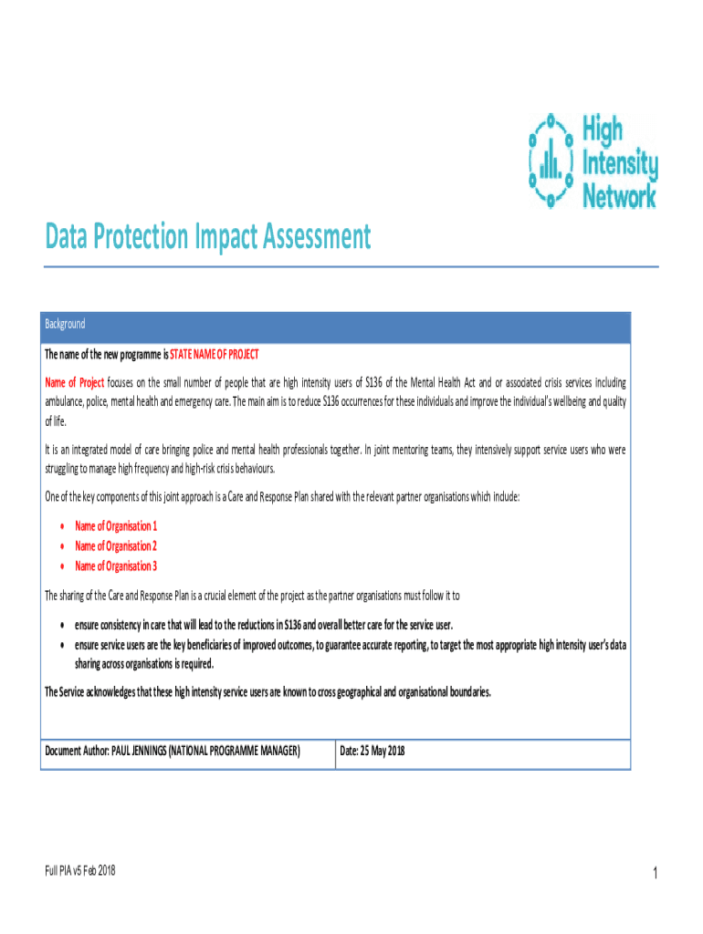Fillable Online Data Protection Impact Assessments in ...