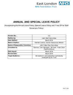 Fillable Online Special leave is time away from work granted to a staff ...