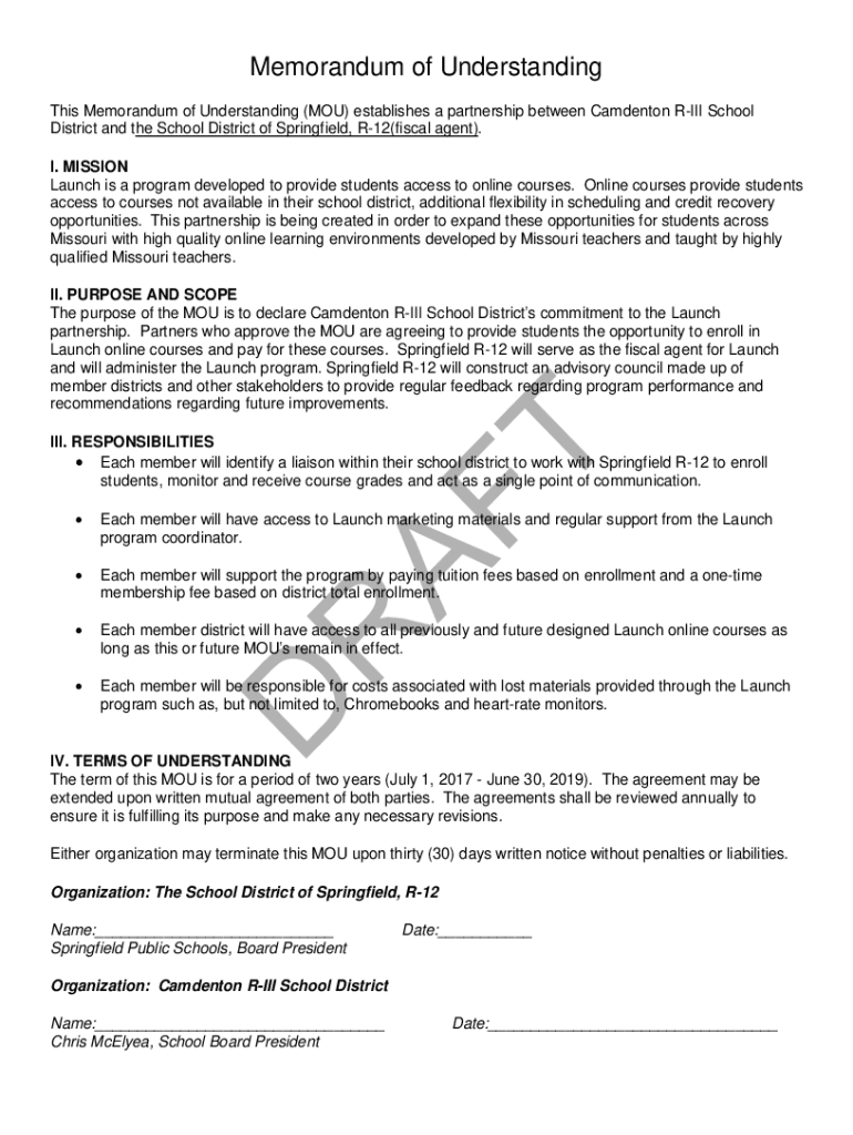 Fillable Online Fact Sheet: Memorandum of Understanding for School ...