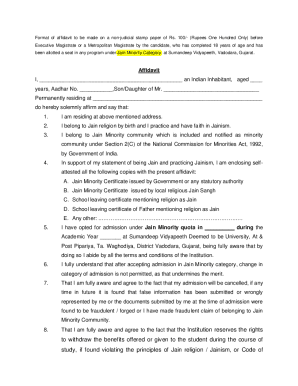 Fillable Online Format of affidavit to be made on a non-judicial stamp ...