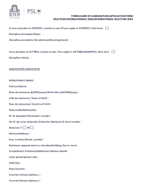Fillable Online formulaire de candidature/application form slection ...