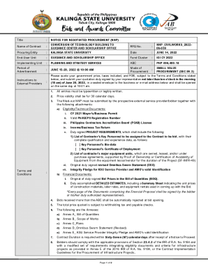 Fillable Online kalinga state university - bids and awards committee ...