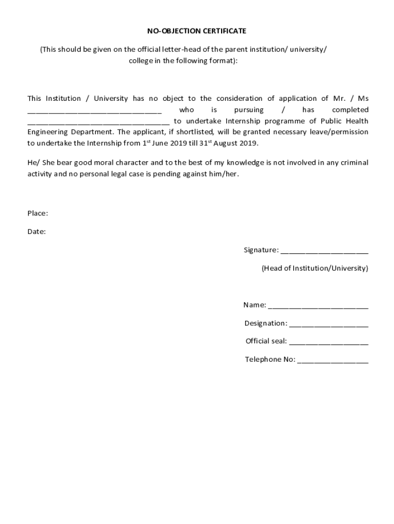 Fillable Online no-objection certificate Fax Email Print - pdfFiller