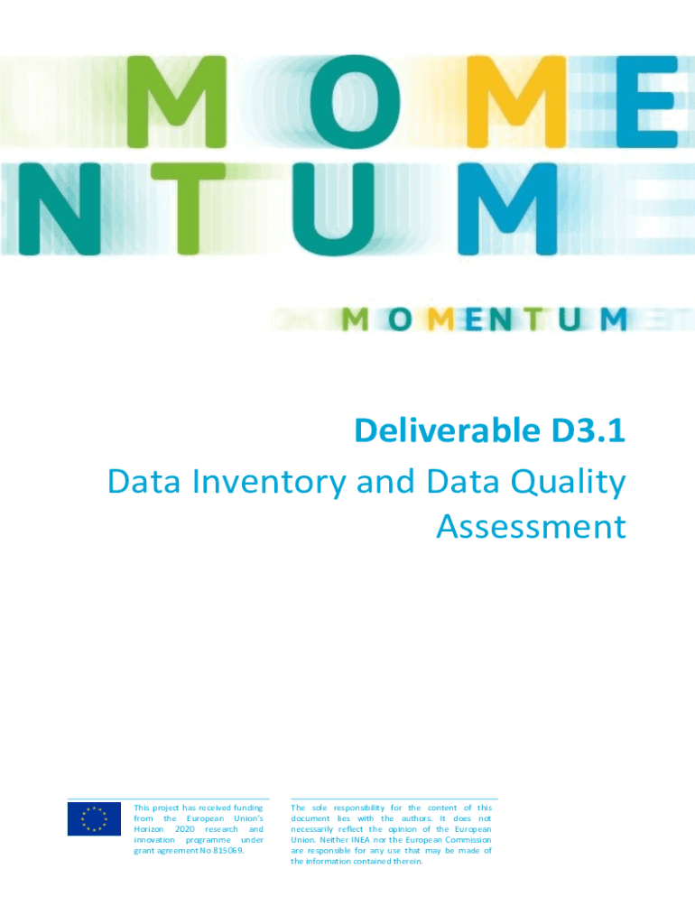 Fillable Online Deliverable D3.1 Data Inventory and Data Quality ...