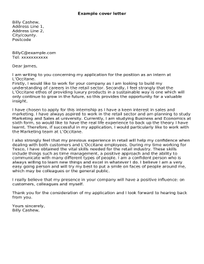 Sample Cover Letter for a Summer Internship - The Balance Doc Template ...