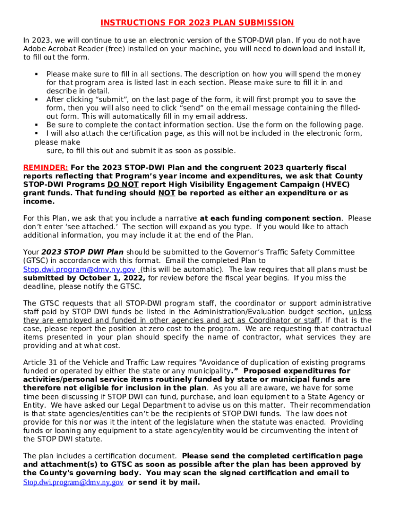 In 2023, we will continue to use an electronic version of the STOP-DWI ...