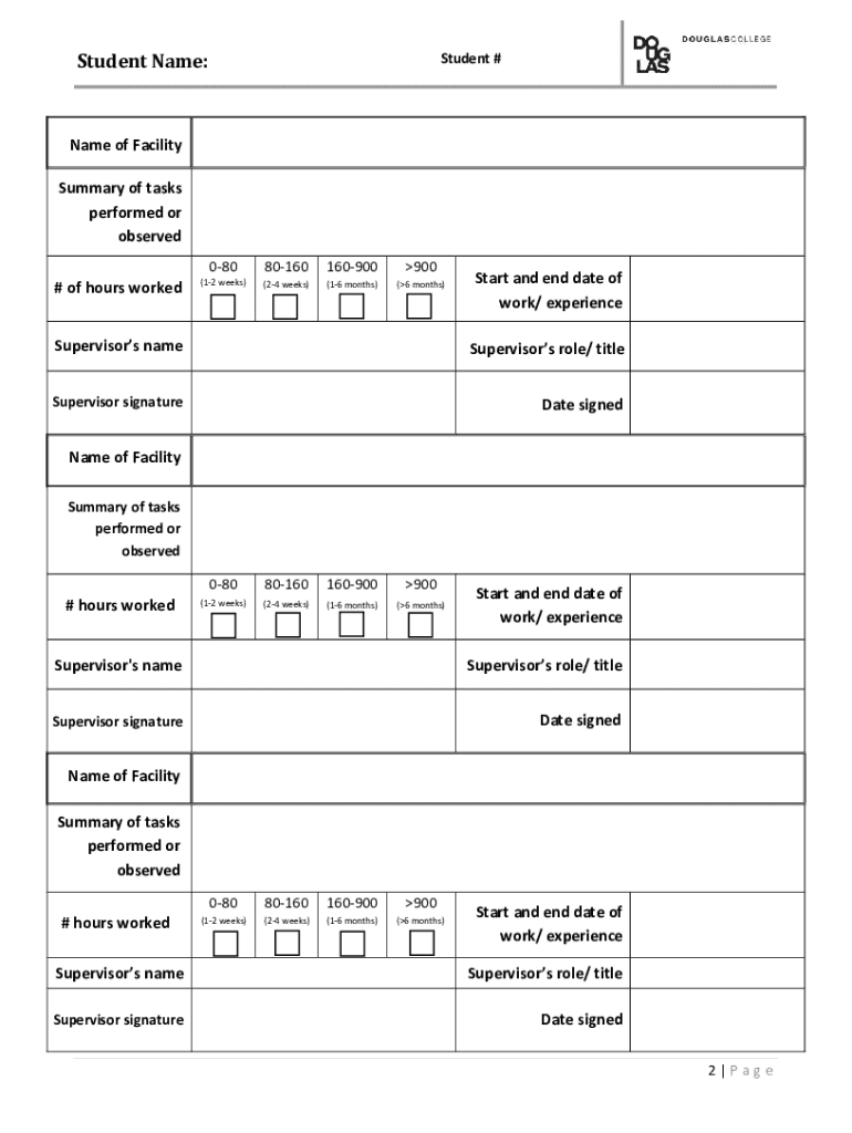 Fillable Online Work Experience Summary (WES) Form Fax Email Print ...