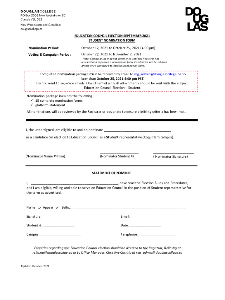 Fillable Online 2021 EdCo Student Nomination Form Fax Email Print ...