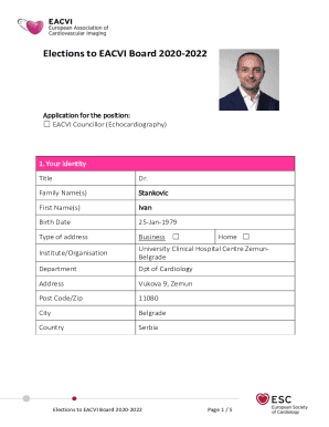 Fillable Online EACVI Activity Report 2020 - European Society of ...