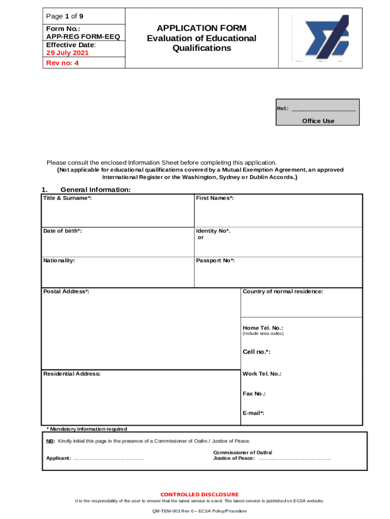 Engineering Council of South Africa Doc Template | pdfFiller