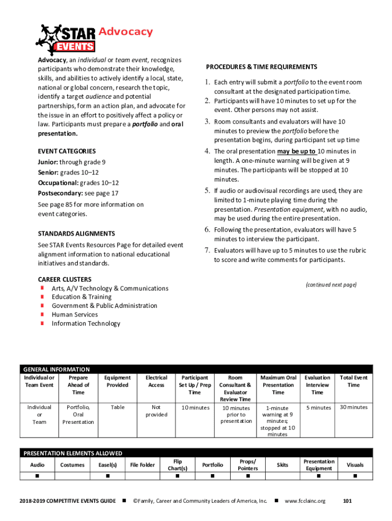 Fillable Online STAR Event Descriptions - Pennsylvania FCCLA Fax Email ...