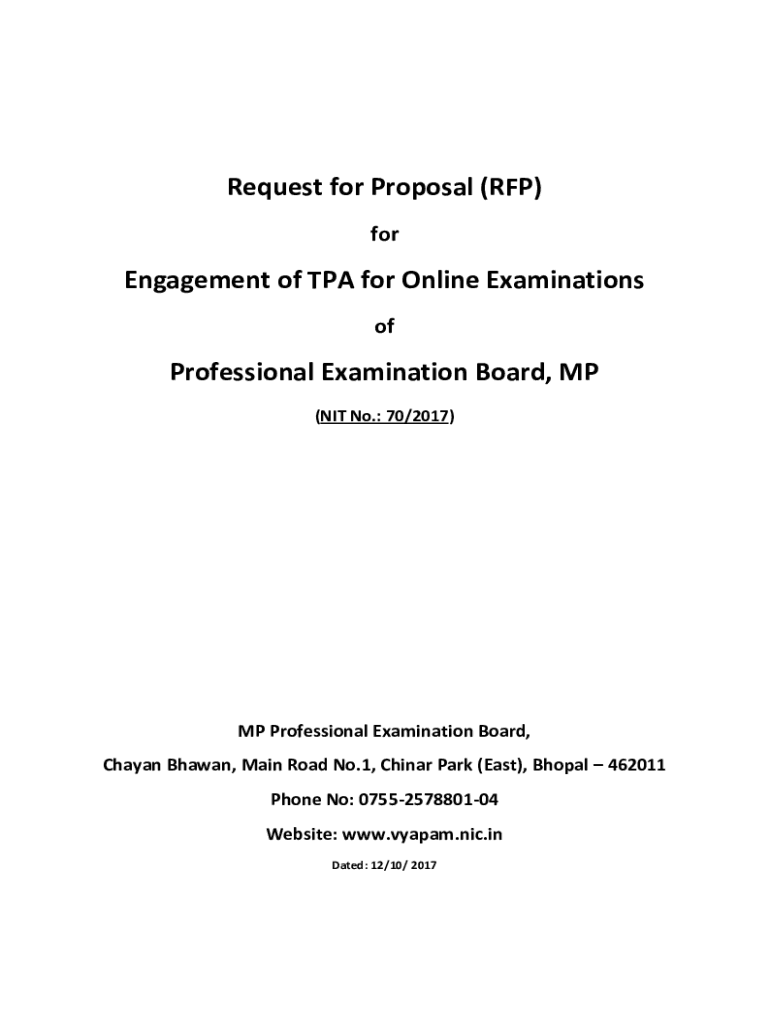 Fillable Online REQUEST FOR PROPOSAL (RFP) Exam Process Automation ...