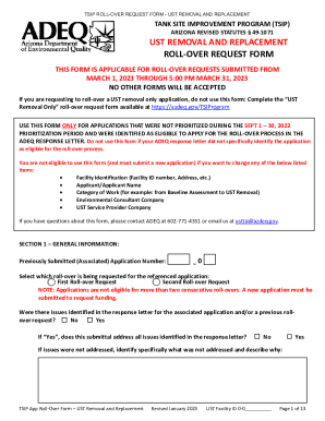 Fillable Online UST REMOVAL AND REPLACEMENT ROLL-OVER ... - ADEQ Fax ...