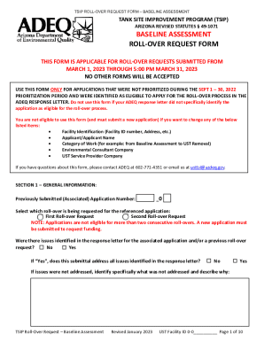 Fillable Online BASELINE ASSESSMENT ROLL-OVER REQUEST FORM Fax Email ...