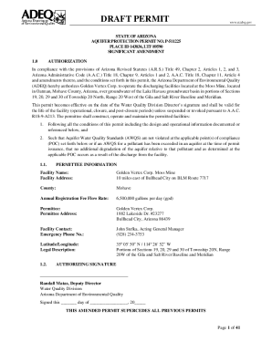 Fillable Online DRAFT PERMIT - ADEQ Fax Email Print - pdfFiller