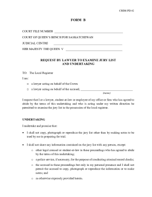 Fillable Online FORM B - Saskatchewan Courts Fax Email Print - pdfFiller