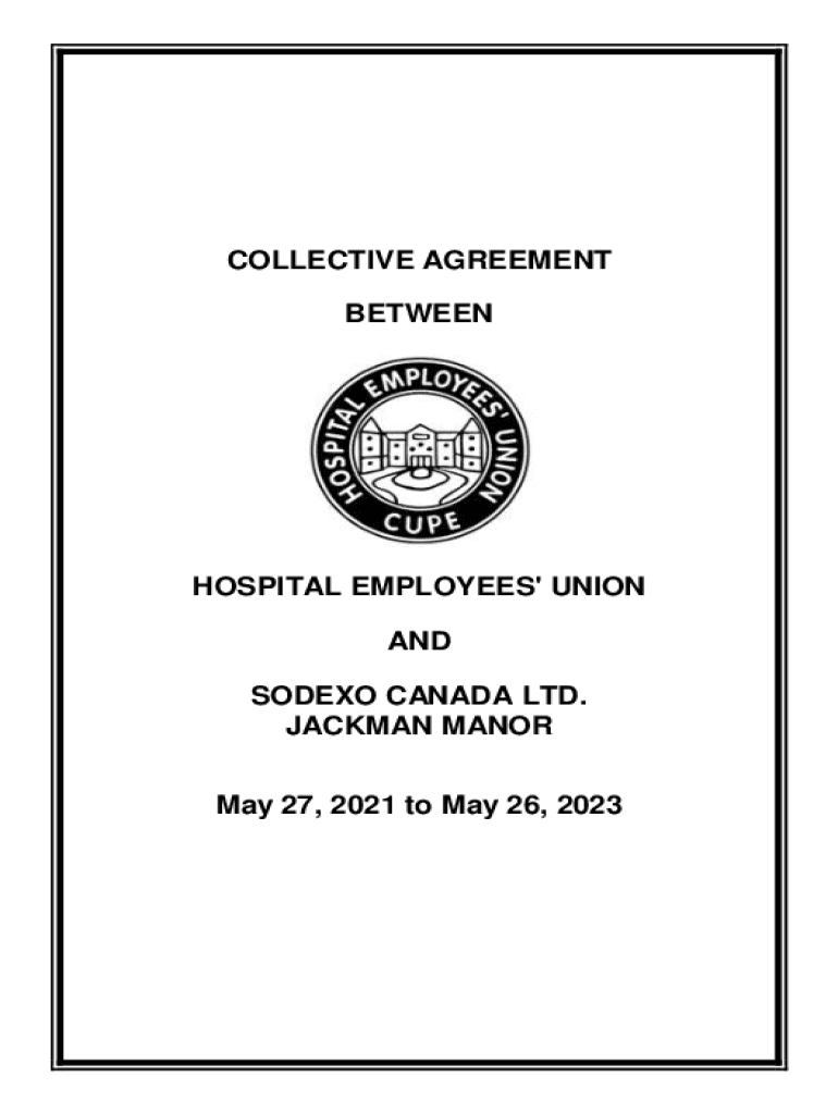 Fillable Online Sodexo - Jackman Manor Collective Agreement (May 27 ...