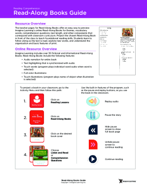 Fillable Online Imagine Language & Literacy Read-Along Library ...