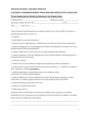 Fillable Online high risk template statement confirming benefit from ...