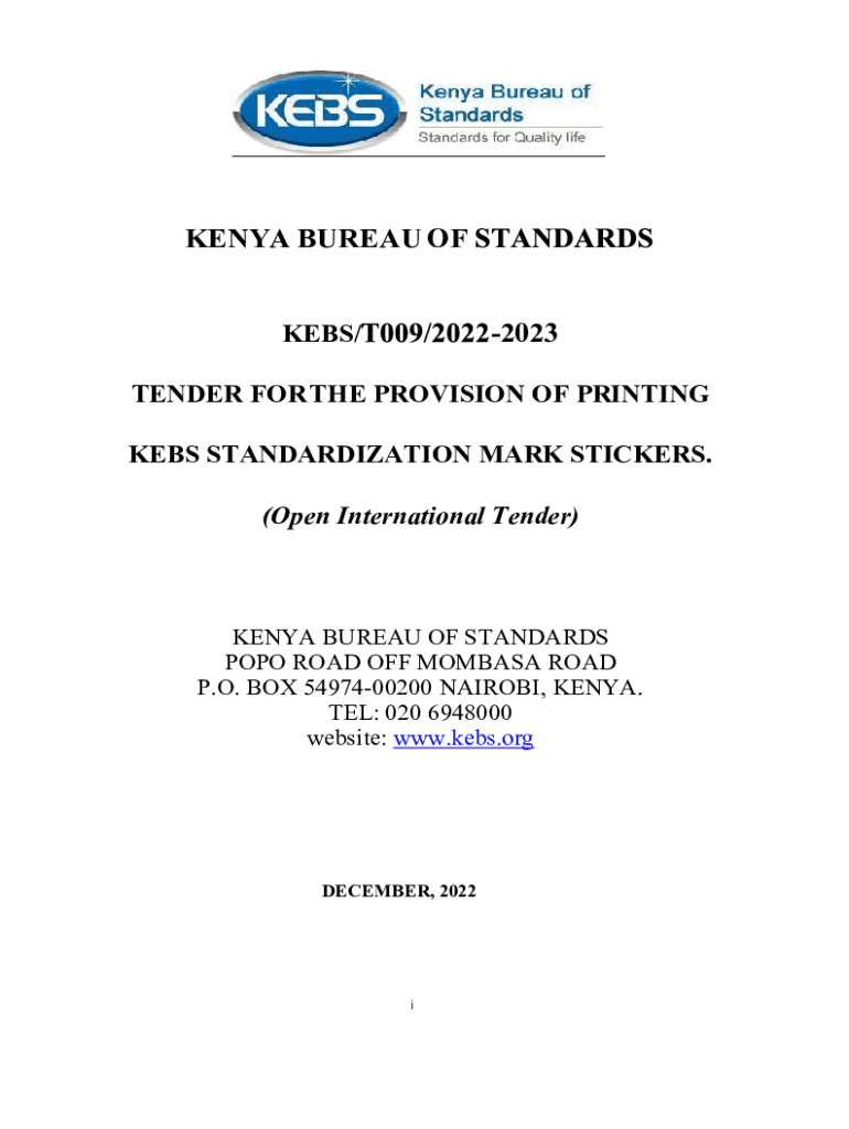 Fillable Online The Provision For Printing Of Kebs Standardization Mark ...
