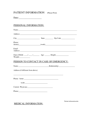 Fillable Online PATIENT INFORMATION (Please Print) - Hu-Friedy Fax Email Print - pdfFiller
