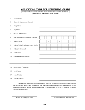 Fillable Online female sed edu Application Form for Retirement Grant ...
