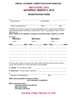 Fillable Online Registration Form for SBU Math Contest Fax Email Print ...