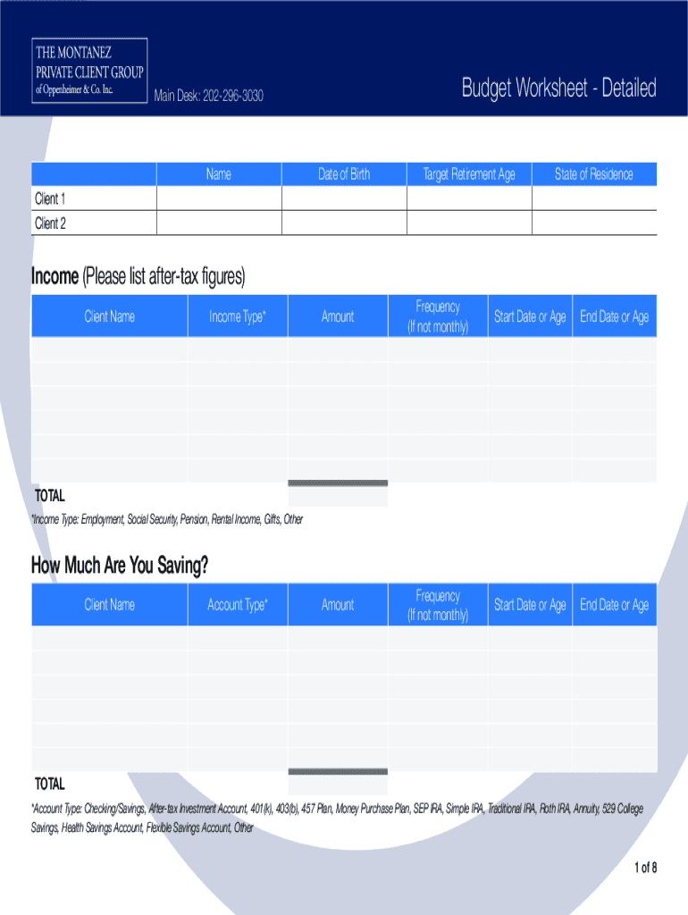 Fillable Online Free Budget Planner Worksheet Fax Email Print - pdfFiller