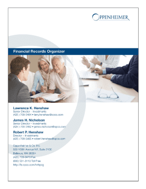 Fillable Online Financial Records Organizer Fax Email Print - pdfFiller