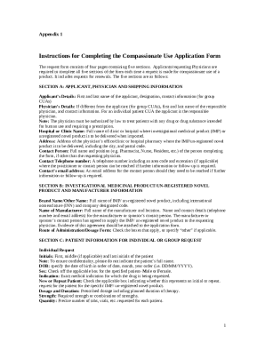 Application for Compassionate Use Access Doc Template | pdfFiller