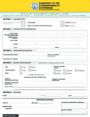 Fillable Online ucc edu Form- Official Document Request jan20 Fax Email ...